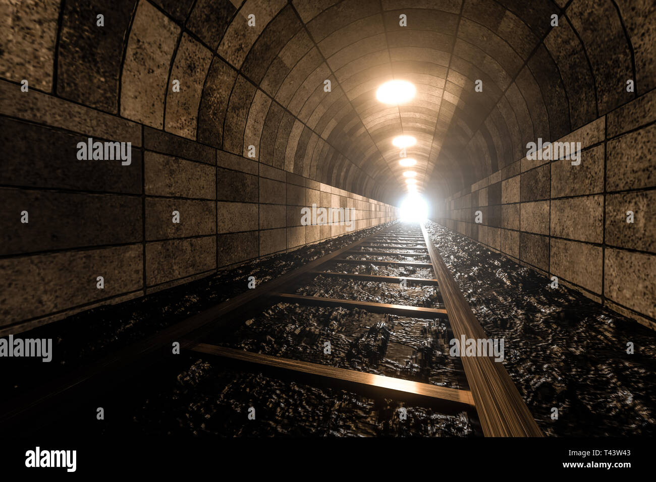 The rail in the cave, Perspective background, A passage of mystery ...