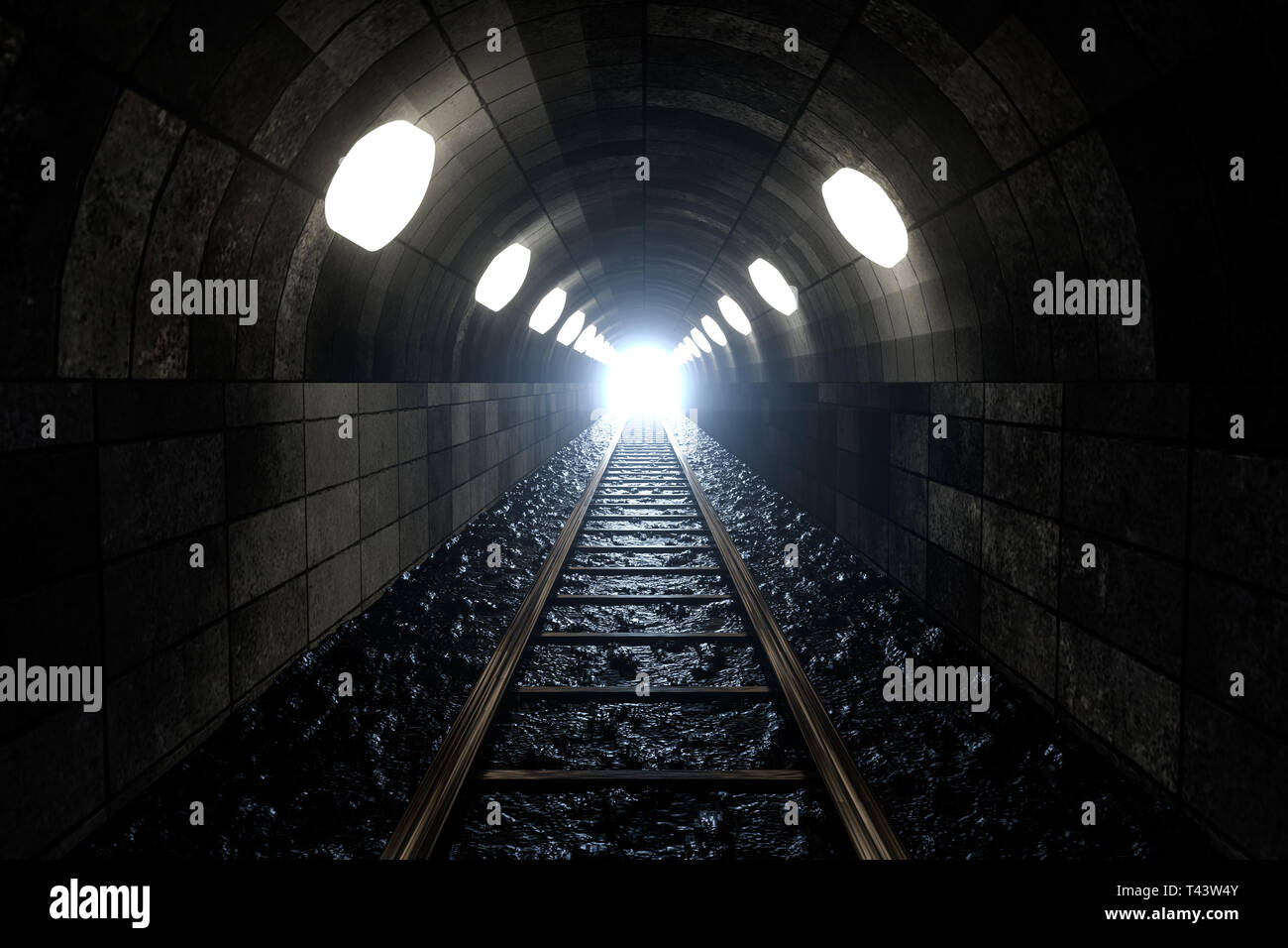 The rail in the cave, Perspective background, A passage of mystery ...