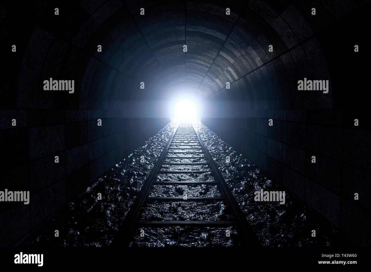 The rail in the cave, Perspective background, A passage of mystery ...