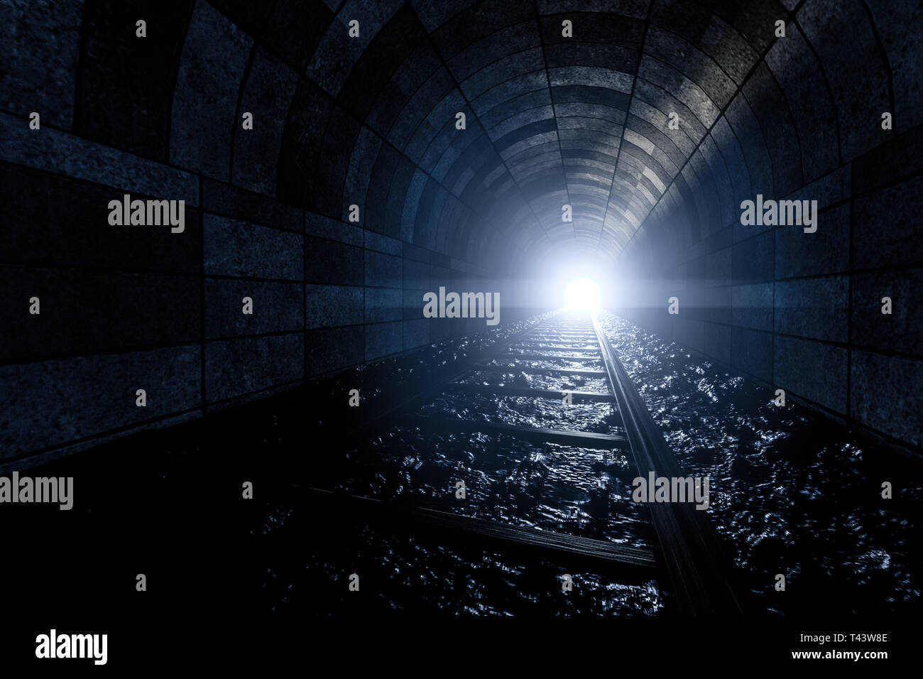 The rail in the cave, Perspective background, A passage of mystery ...