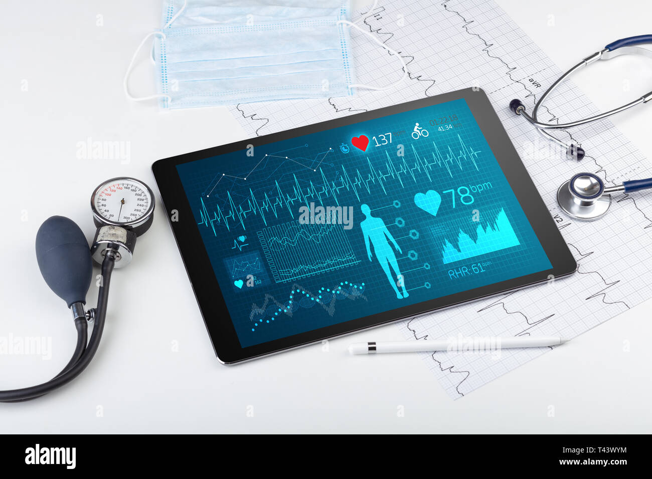 Live medical screening with medical application on tablet Stock Photo ...