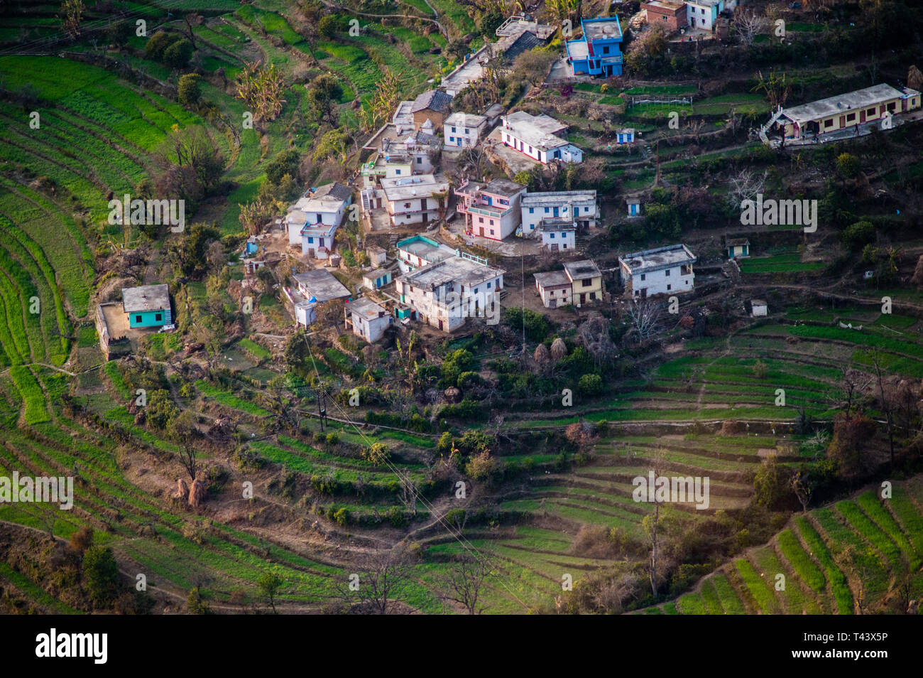 Arial view of the scenic village of Pithoragarh, Uttarakhand, India ...
