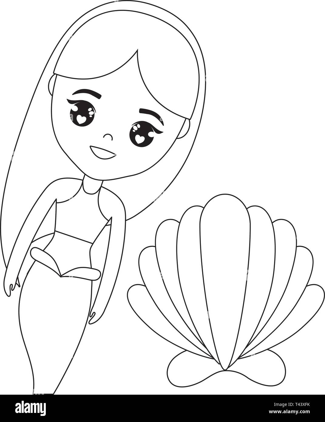 cute mermaid with seashell vector illustration design Stock Vector ...