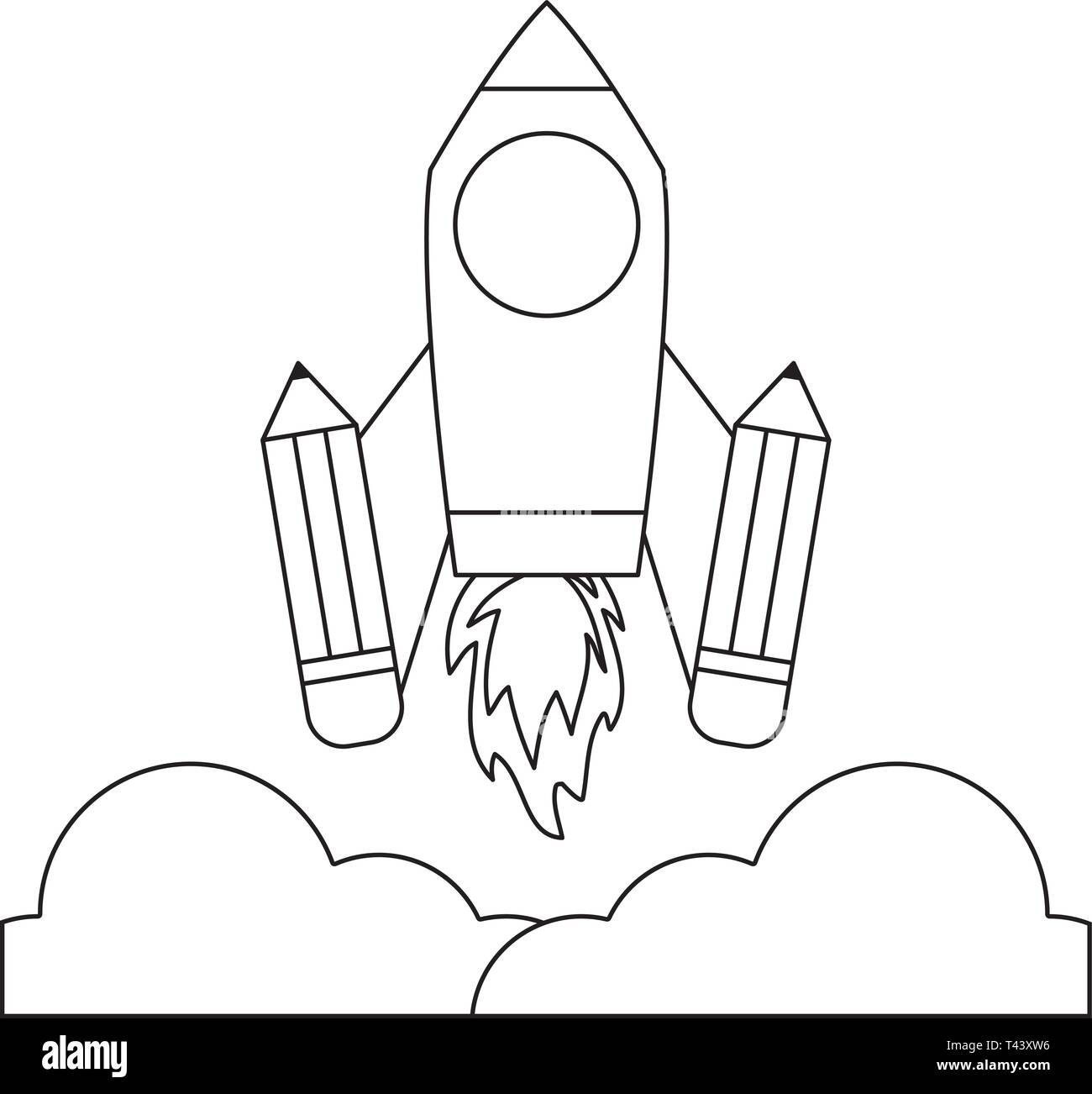 rocket launcher with pencils vector illustration design Stock Vector ...