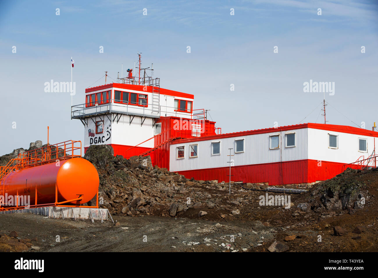 The control tower at Teniente Rodolfo Marsh Martin airport, King George Island; South Shetland ...