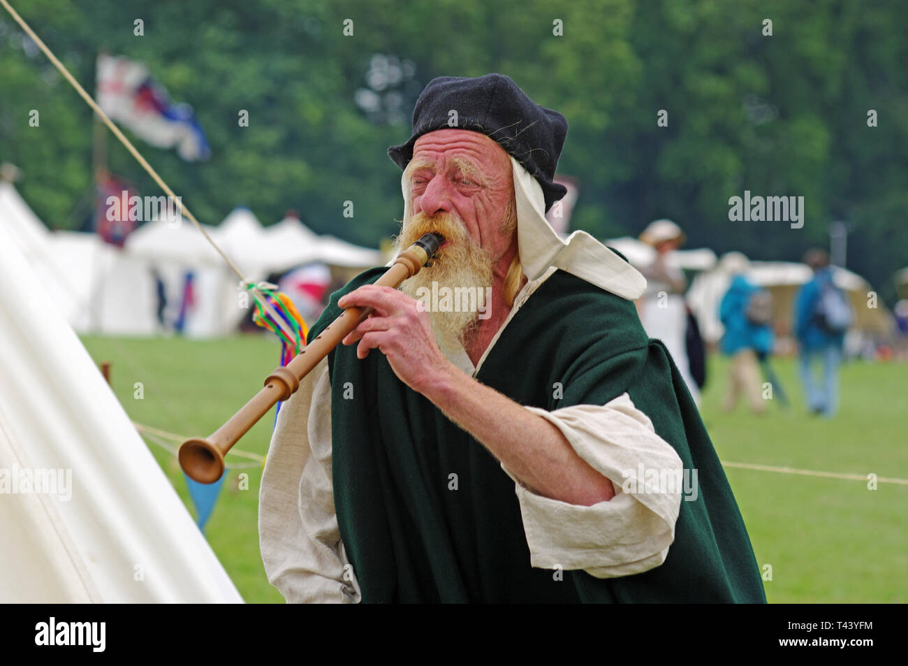 Tudor Band, Recorder, Kelmarsh Hall, Northamptonshire Stock Photo - Alamy