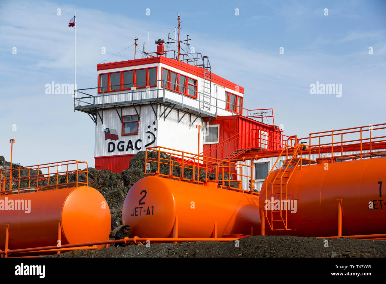 The control tower at Teniente Rodolfo Marsh Martin airport, King George Island; South Shetland ...