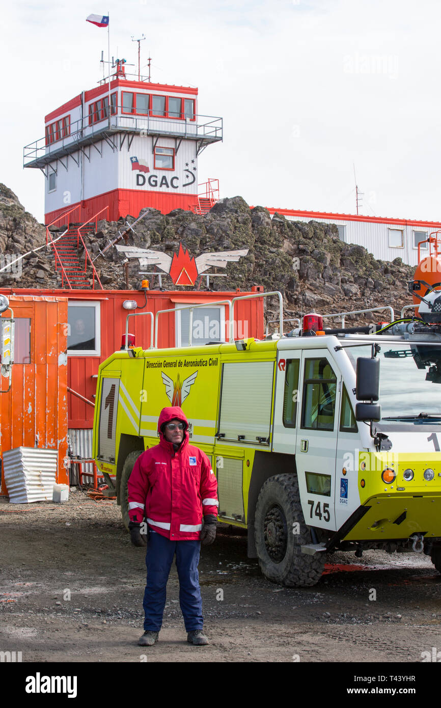The control tower at Teniente Rodolfo Marsh Martin airport, King George Island; South Shetland ...
