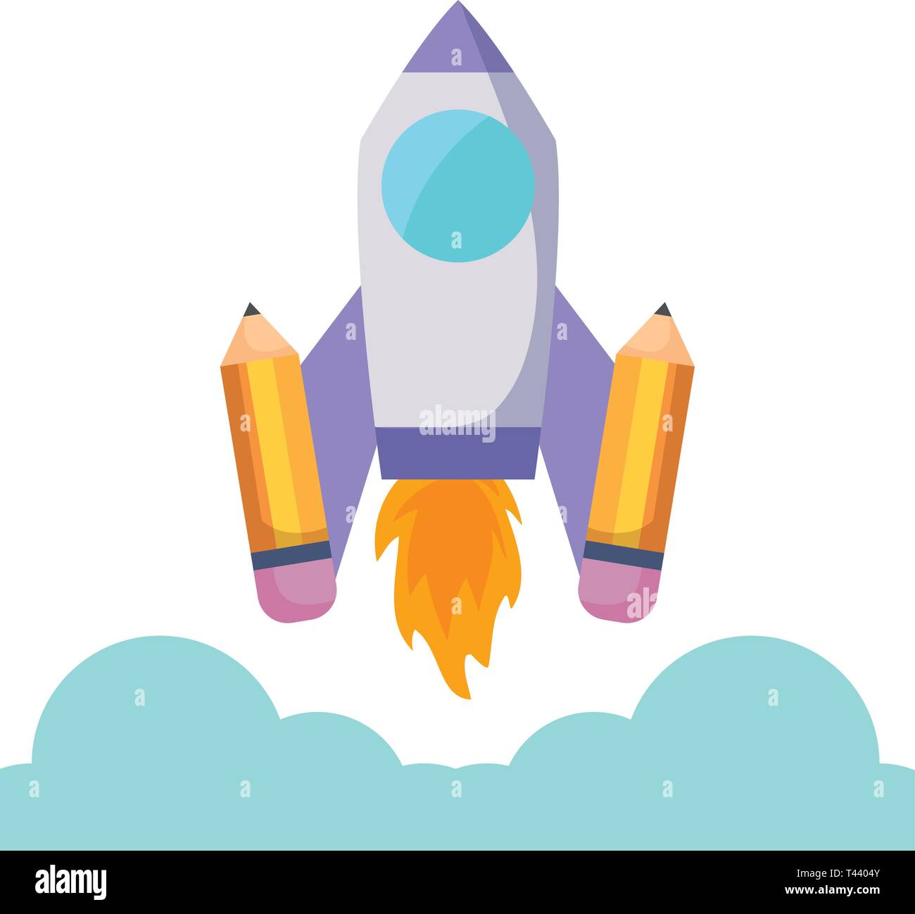 rocket launcher with pencils vector illustration design Stock Vector ...