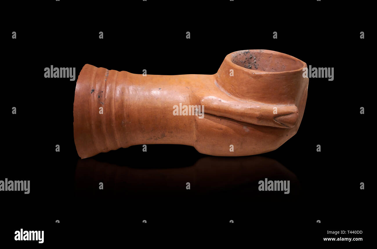 Hittite terra cotta ceremonial libation vessel in the shape of a mug ...