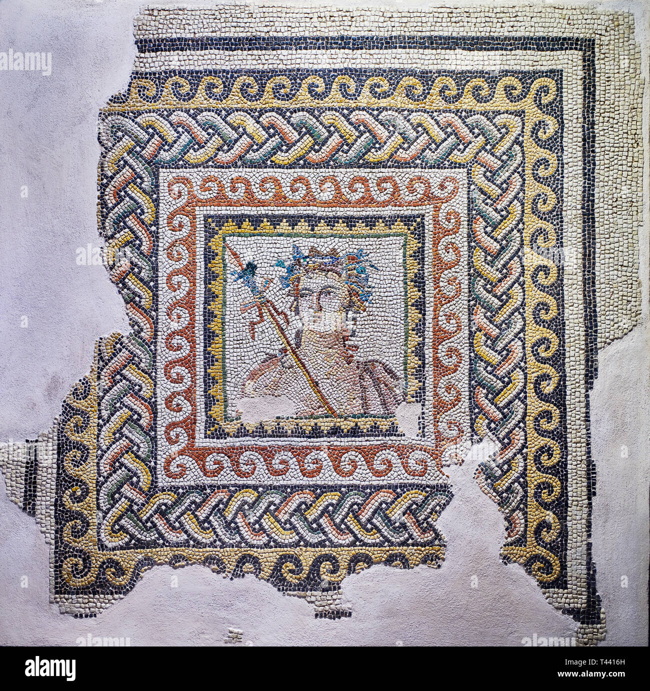 Roman mosaics - Bust of Dionysus Mosaic. House of Oceanos, Ancient ...