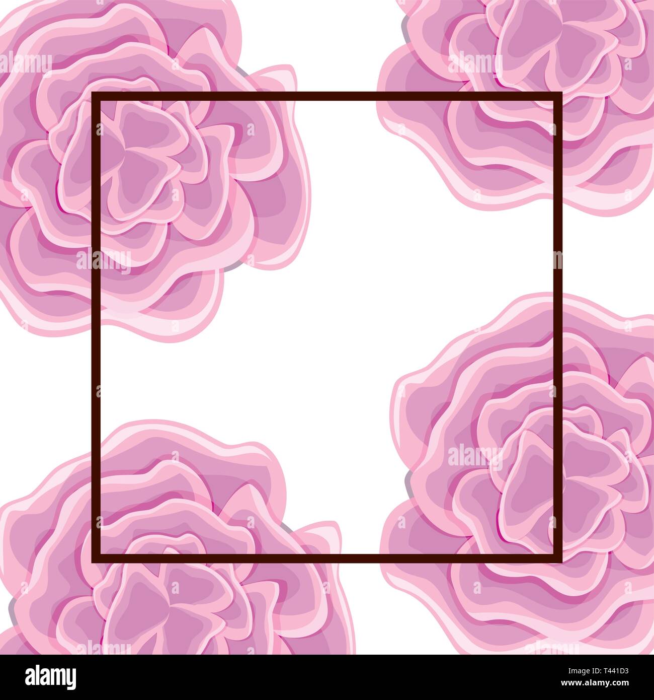 pattern of flowers and square frame vector illustration design Stock ...