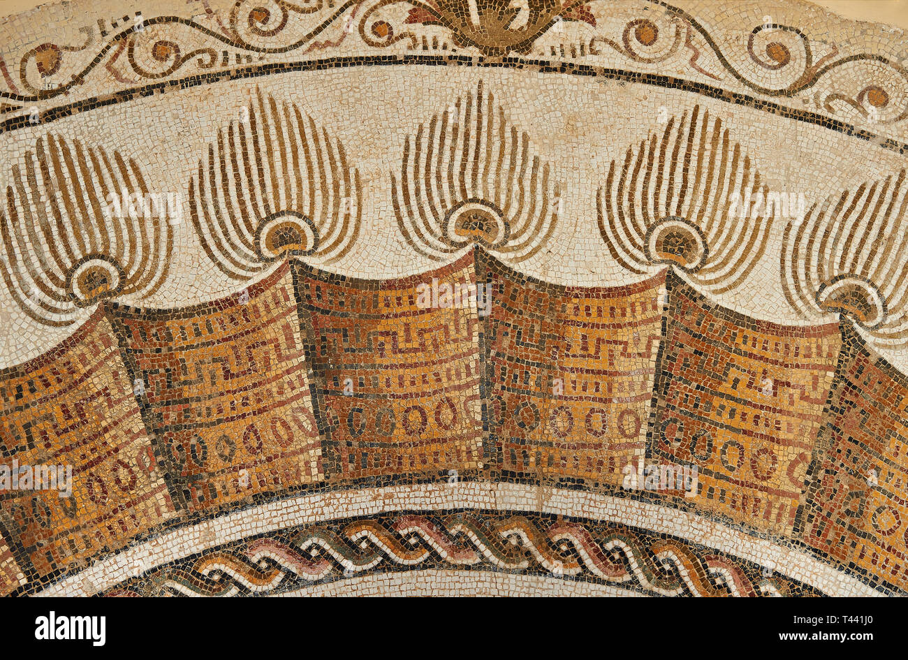 Pictures of an apse Roman mosaics design depicting a peacock spreading ...