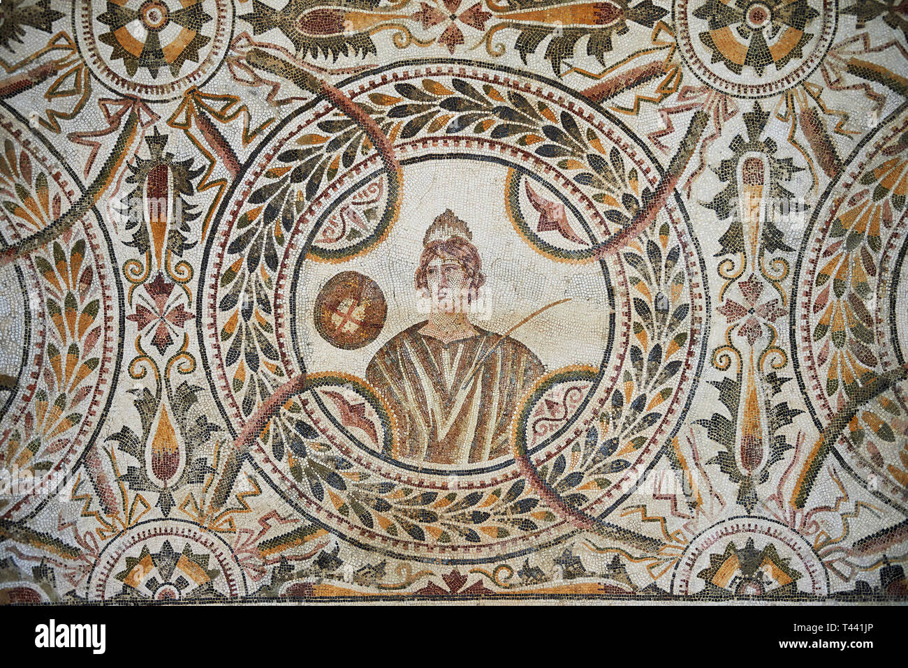 Detail of a Roman mosaics design depicting the nine muses, from the ...