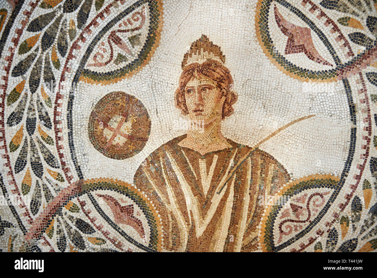 Detail of a Roman mosaics design depicting the nine muses, from the ...