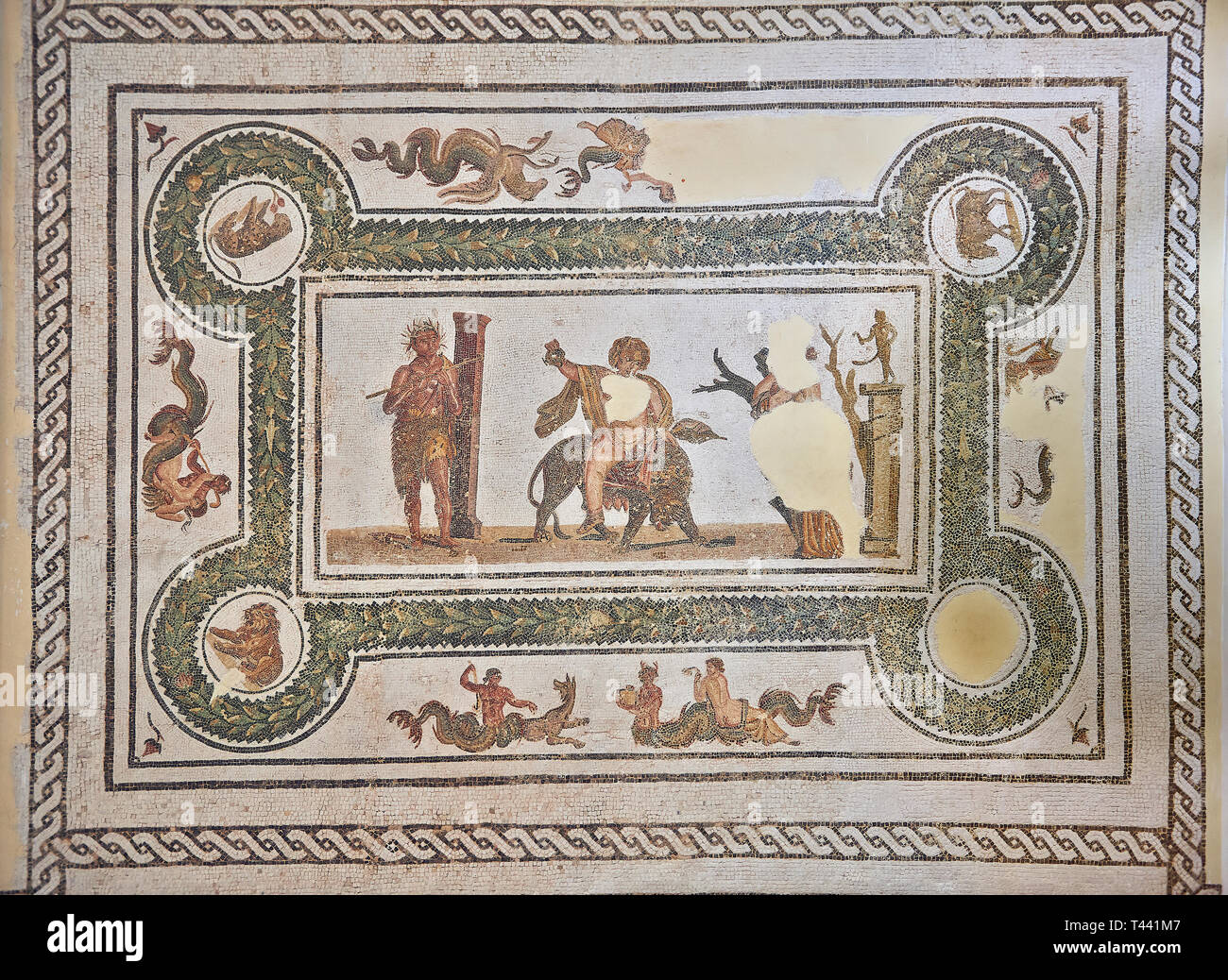 Pictures of a Roman mosaics design depicting Dionysus Riding a Panther ...