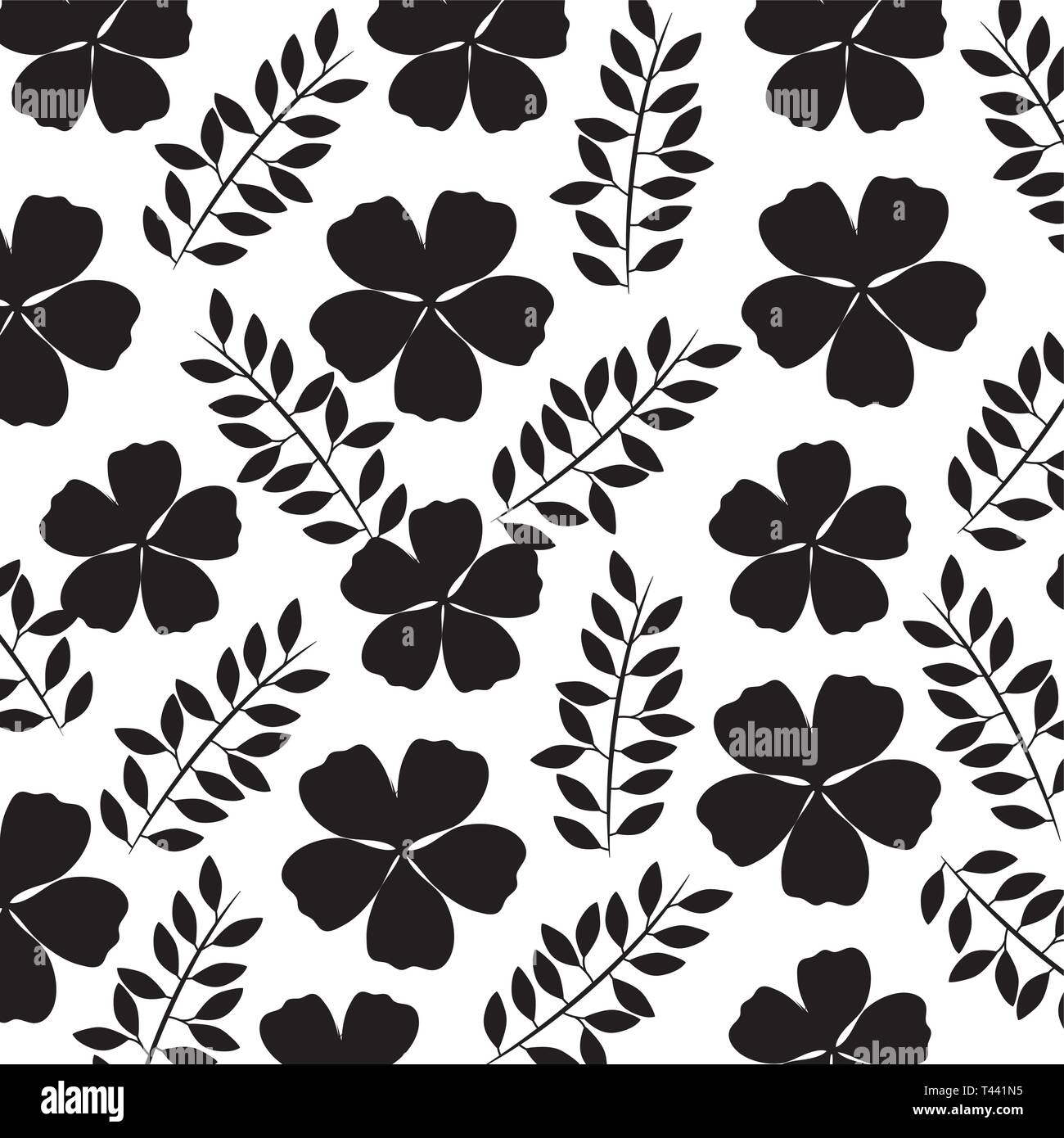 pattern of beautiful flowers with branches and leafs vector ...