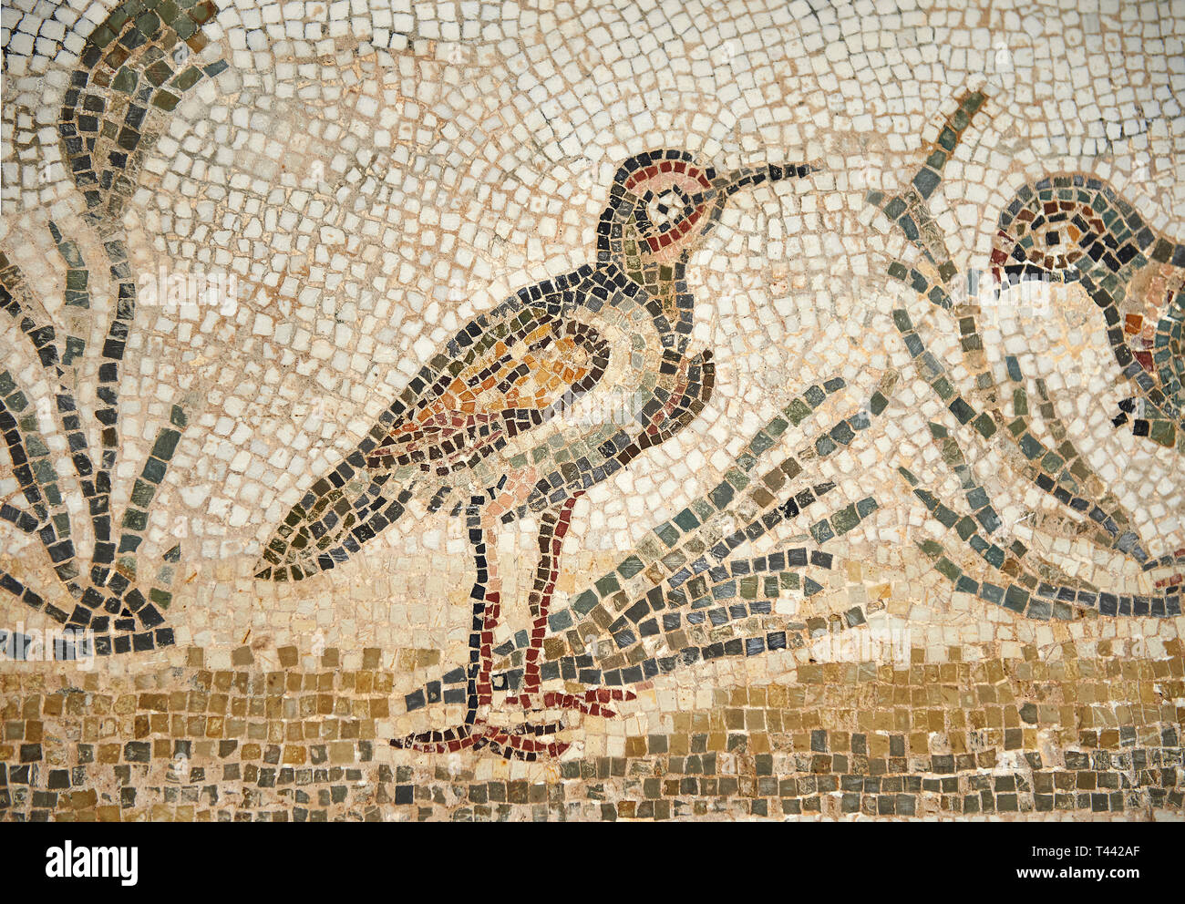 Picture of a Roman Dionysiac mosaics design depicting masks and birds ...