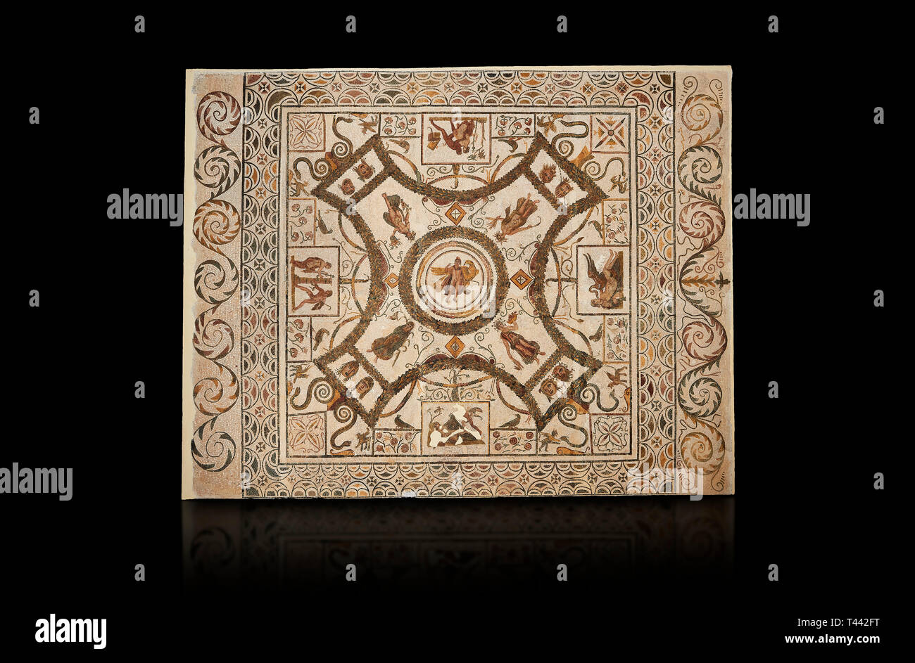 Picture of a Roman mosaics design depicting the Abduction of Ganymede, from the ancient Roman ...