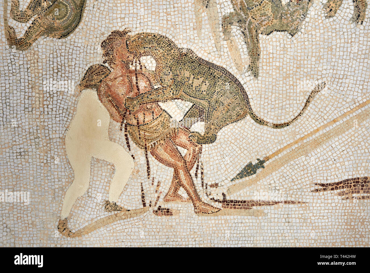 Picture of a Roman mosaics design depicting animals killing people in ...