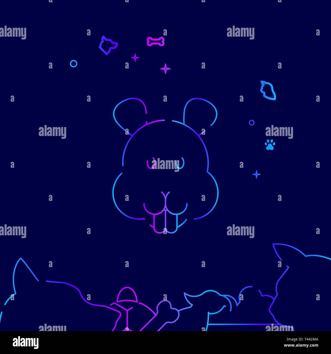 Hamster Face Vector Line Illustration. Pet Gradient Icon, Symbol or ...