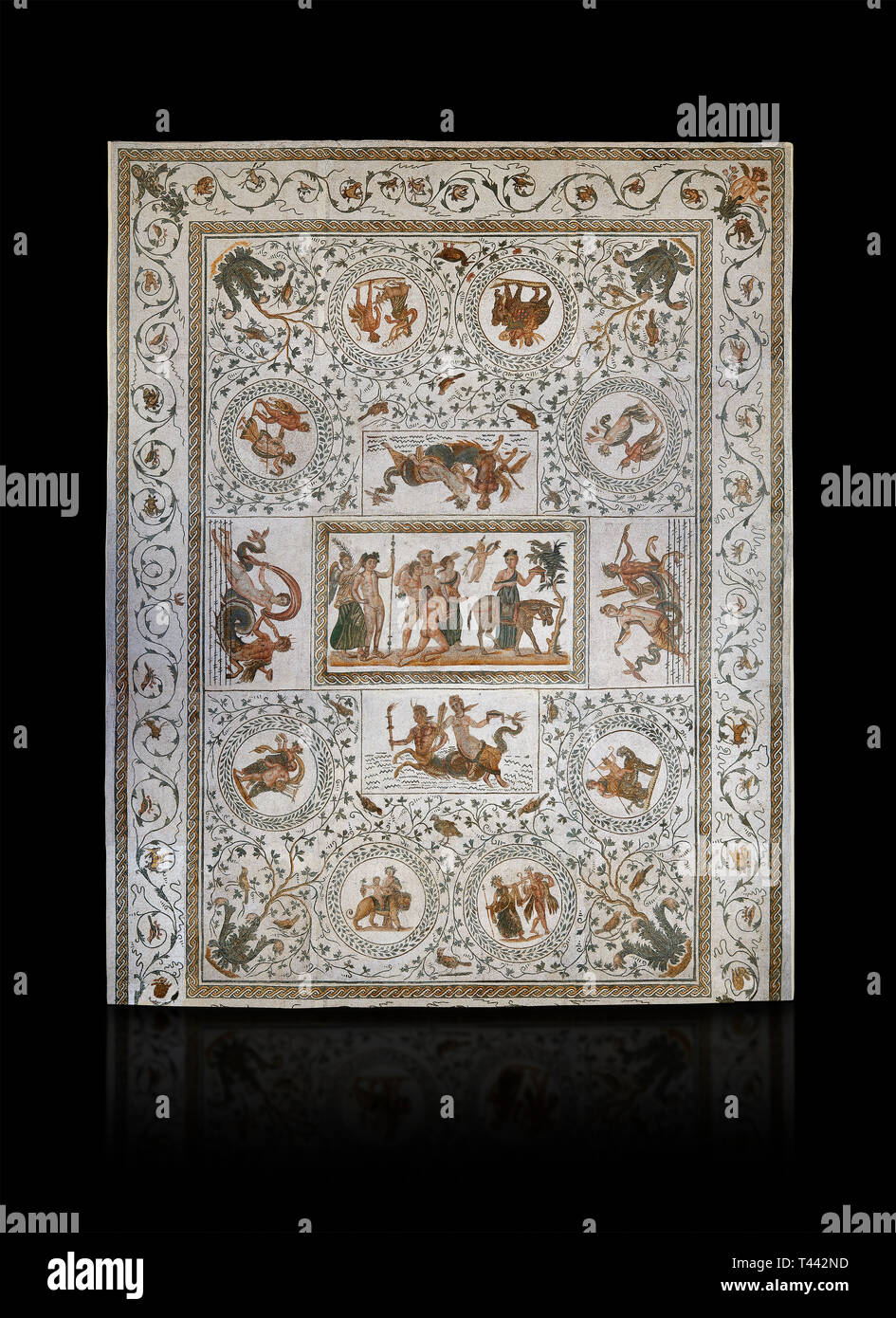 Picture of a Roman mosaics design depicting scenes from the Life of ...