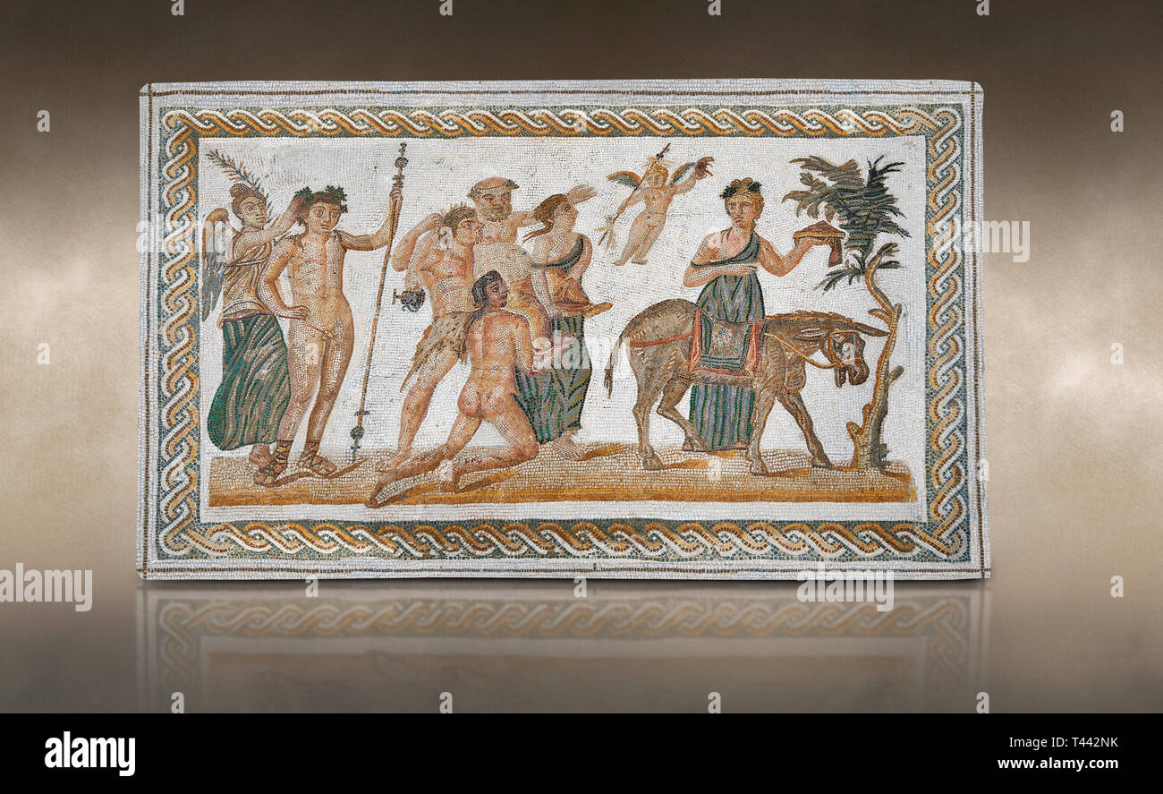 Picture of a Roman mosaics design depicting scenes from the Life of ...