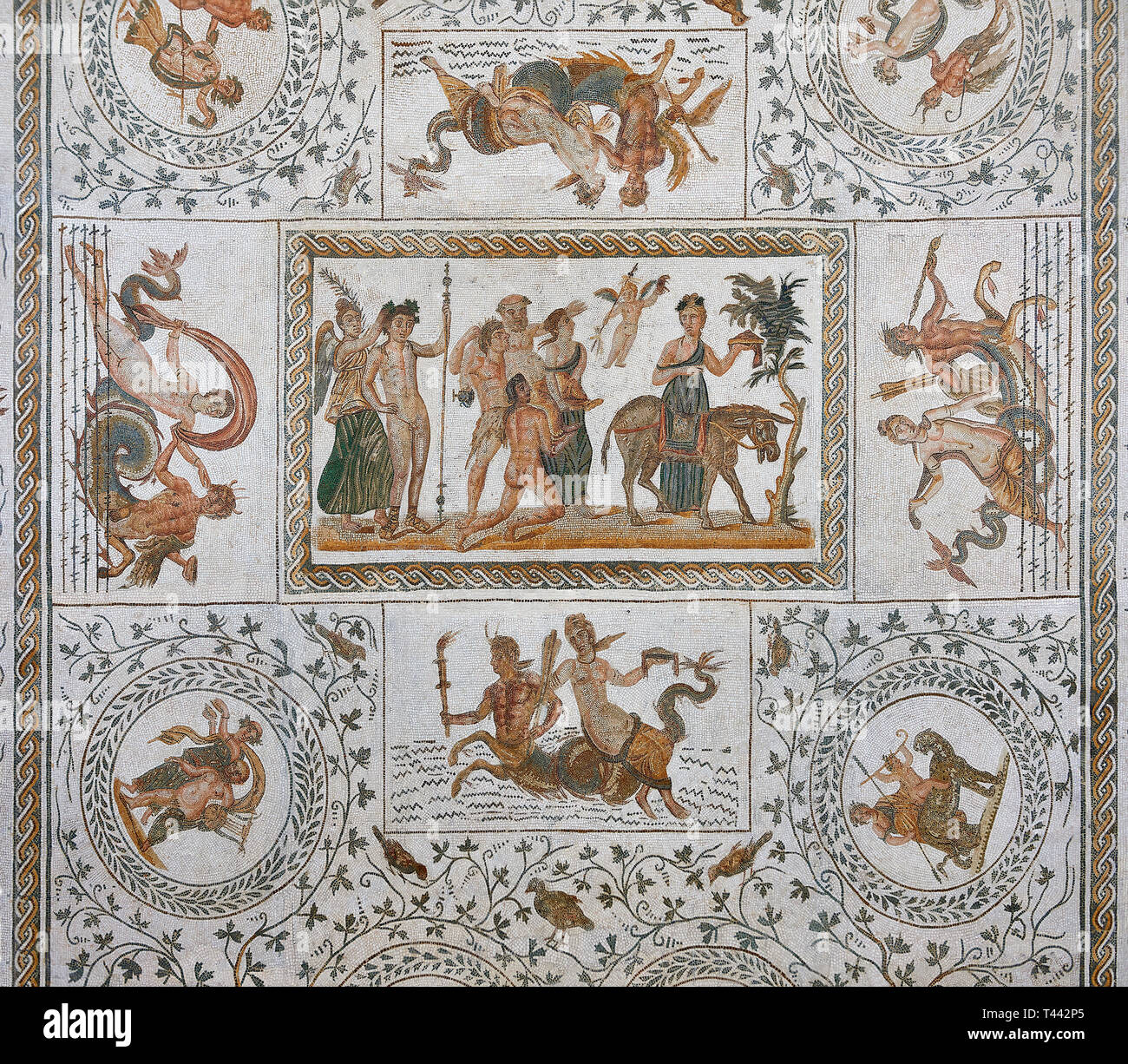 Picture of a Roman mosaics design depicting scenes from the Life of ...