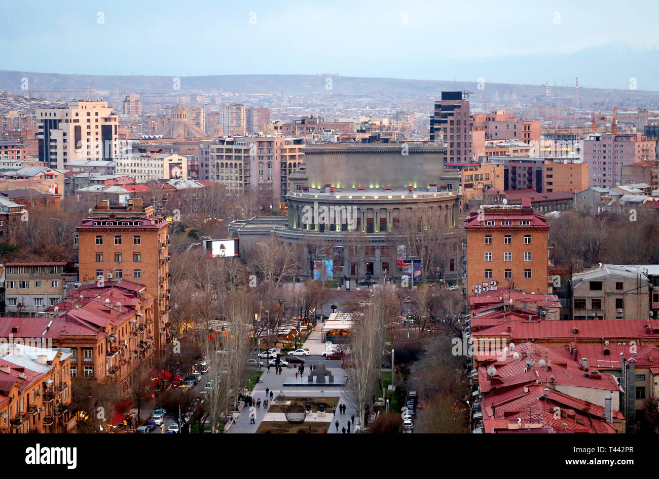 Beautiful city of Yerevan in Armenia photographed from the cascade ...