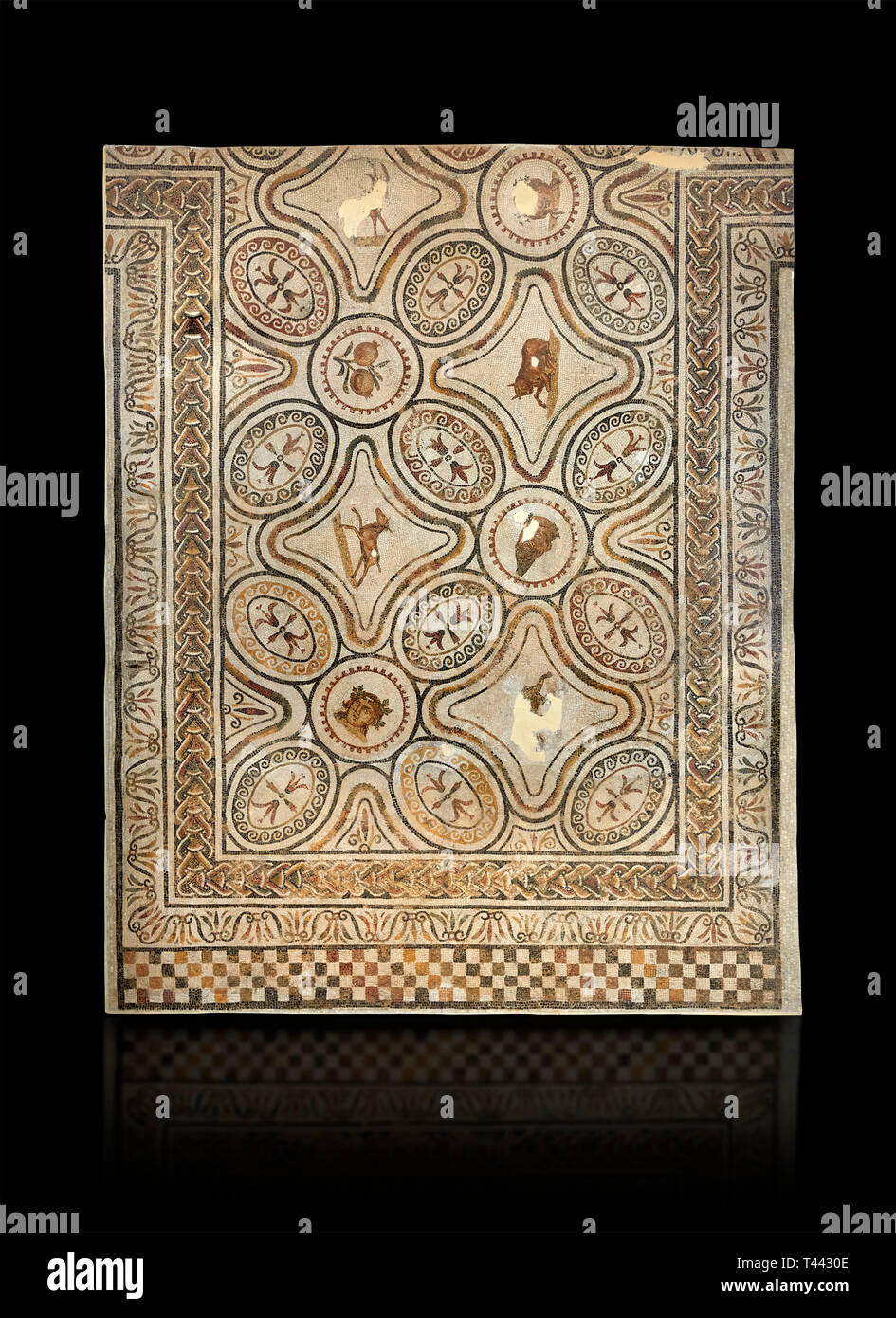 Pictures of a geometric Roman mosaics with animals & fruit, from the ...