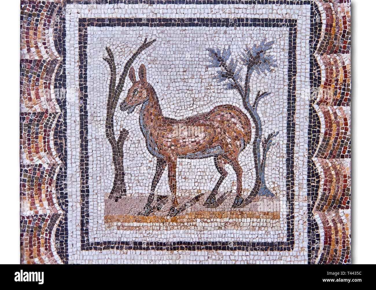 3rd century AD Roman mosaic depiction of two deer between two shrubs ...