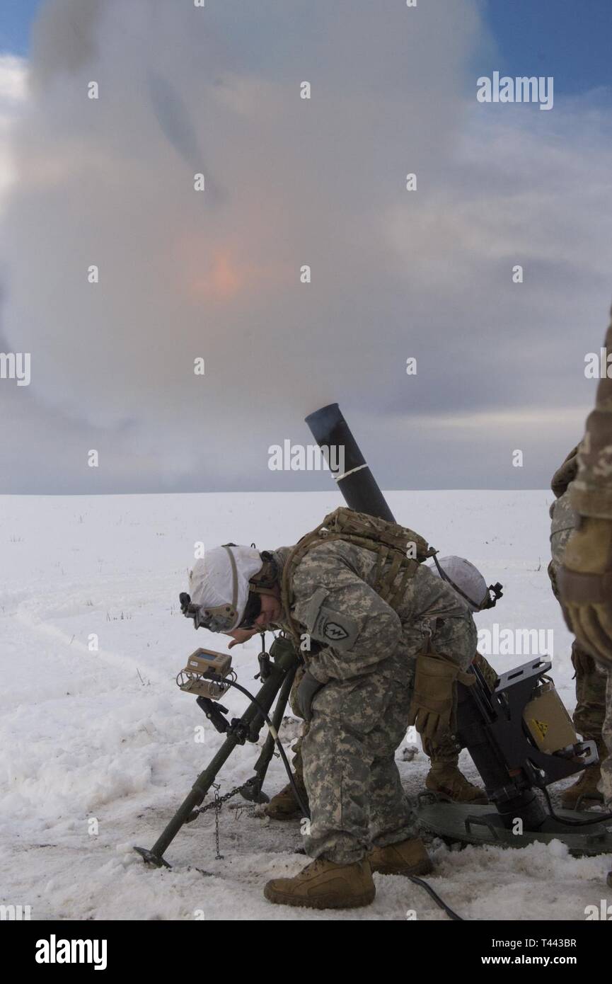 Army indirect fire infantrymen assigned to Headquarters and ...