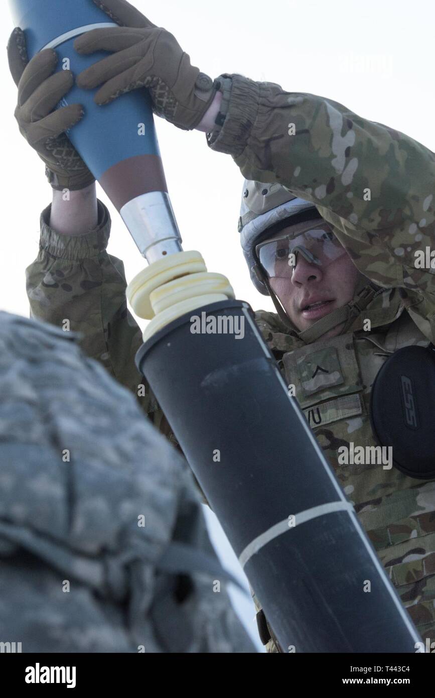 An Army indirect fire infantryman assigned to Headquarters and ...