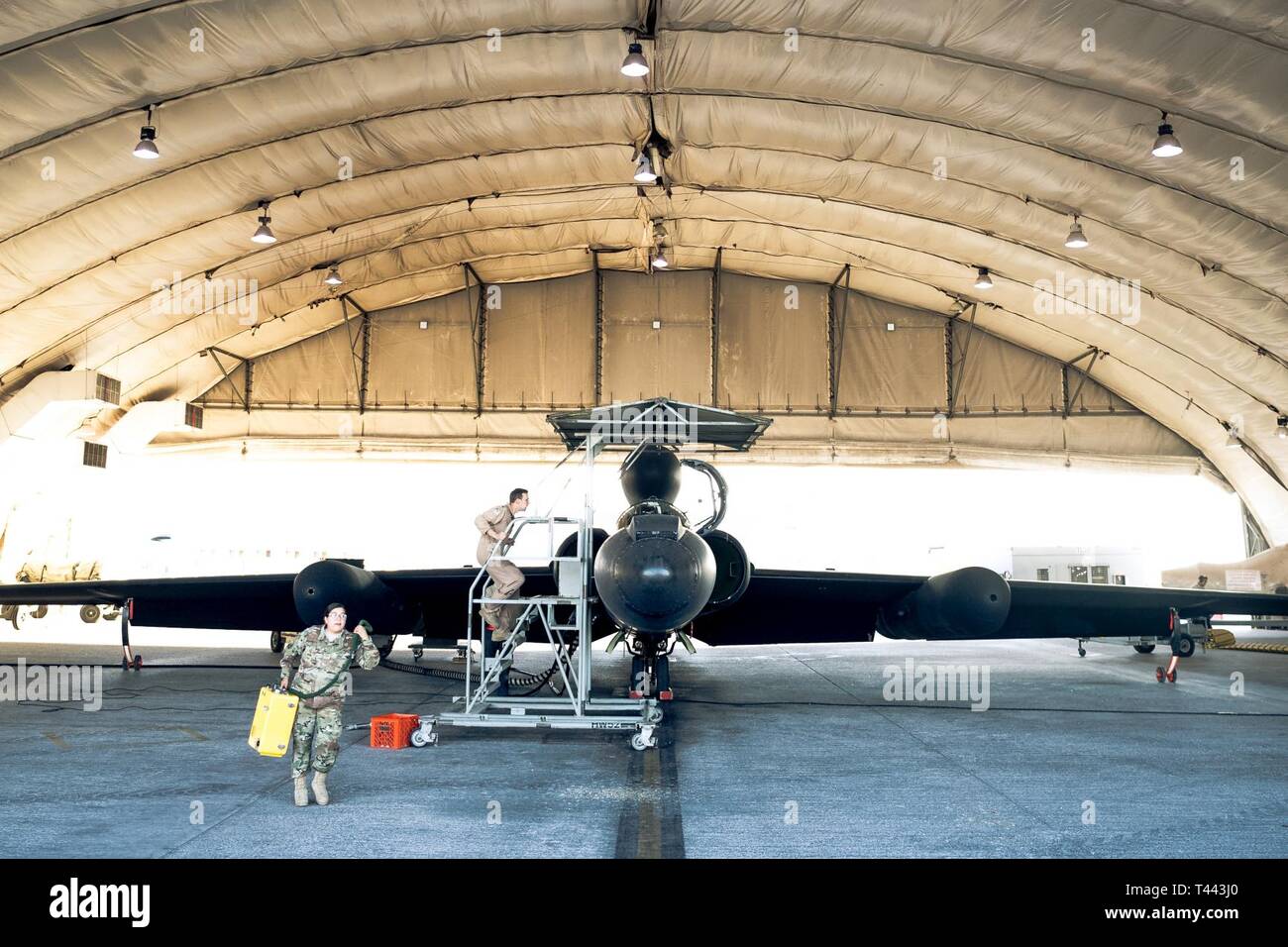 99th Expeditionary Reconnaissance Squadron Airmen prepare a U-2 Dragon ...