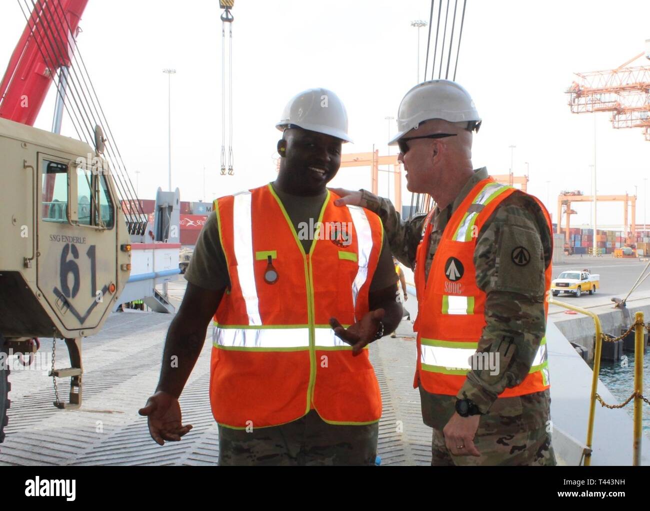 Col. Michael T. Moore, 595th Transportation Brigade commander, speaks ...