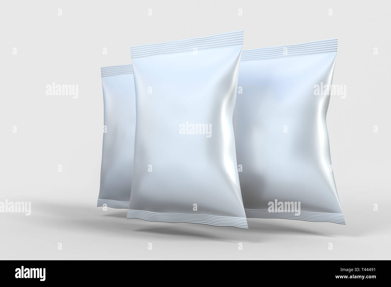 3d rendering, white packing bags with white background, computer ...