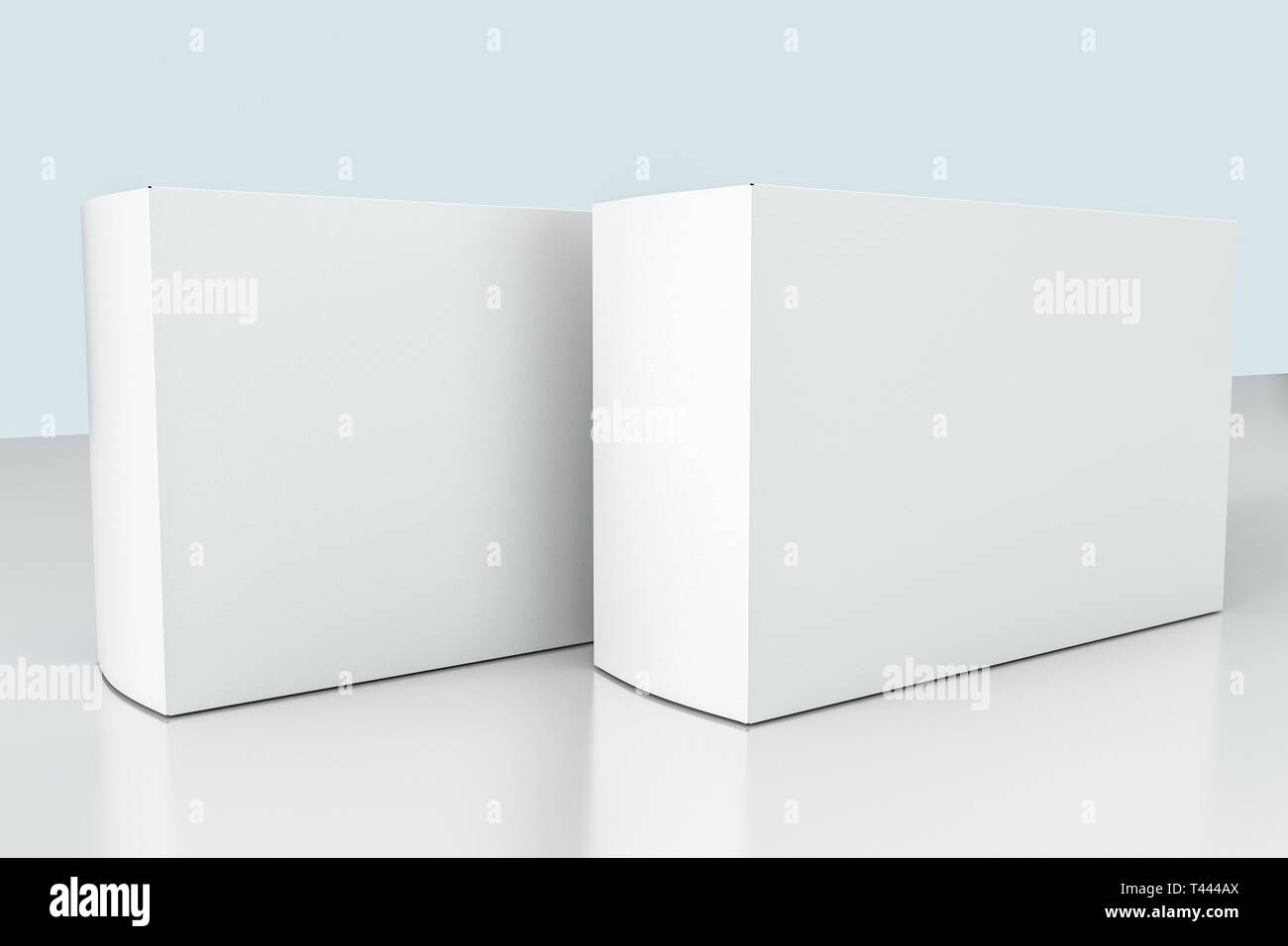 3d rendering, white packing boxes with white background, computer ...