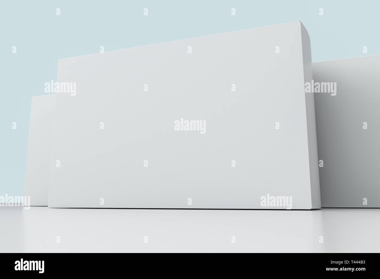 3d rendering, white packing boxes with white background, computer ...