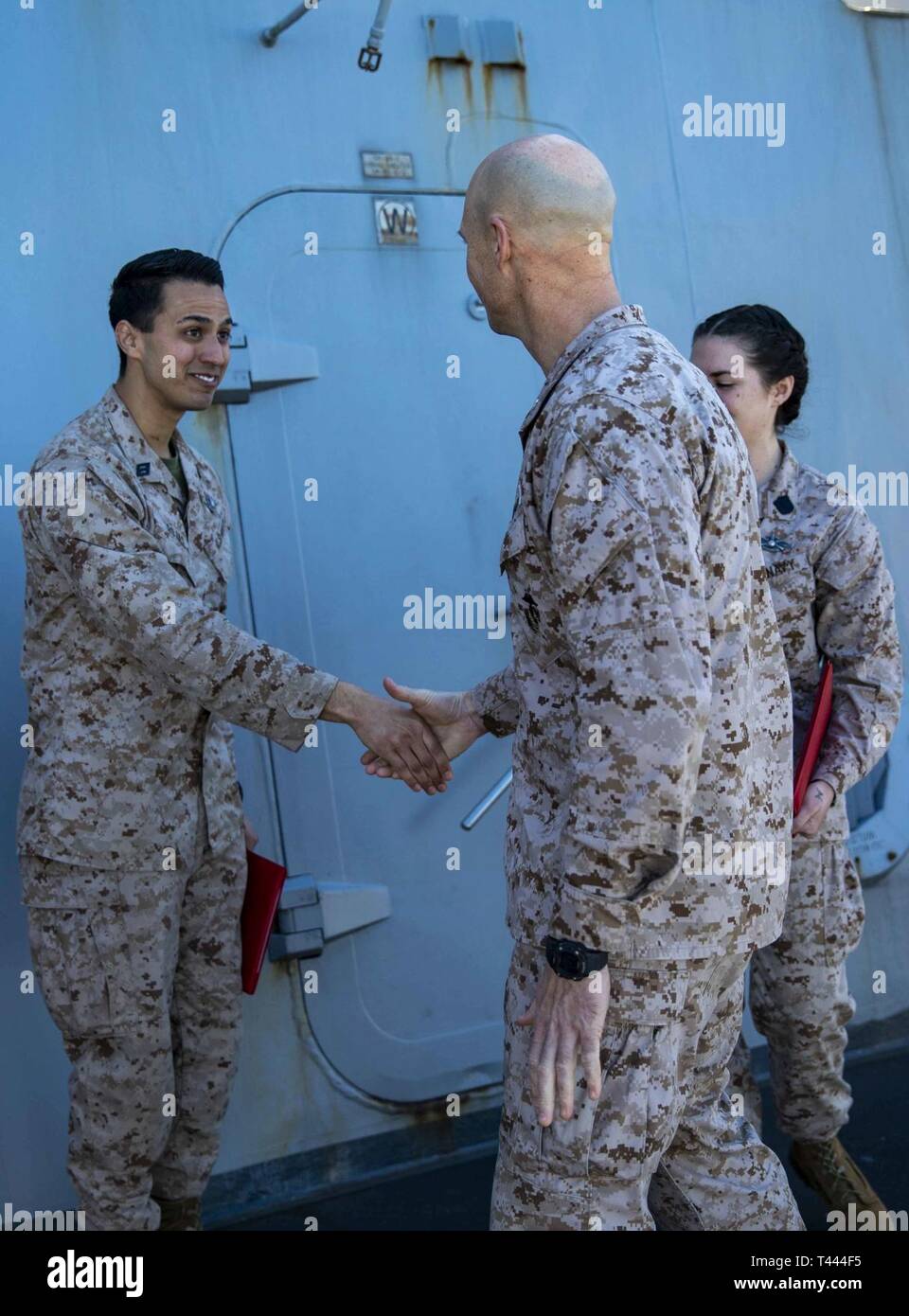 MEDITERRANEAN SEA (March 16, 2019) – U.S. Navy Seaman Nicholas Rojas, a ...
