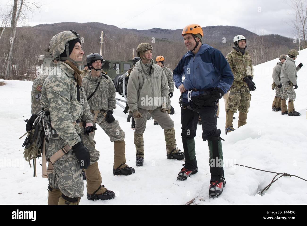 Secretary of the Army Dr. Mark T. Esper speaks with Soldiers at the ...