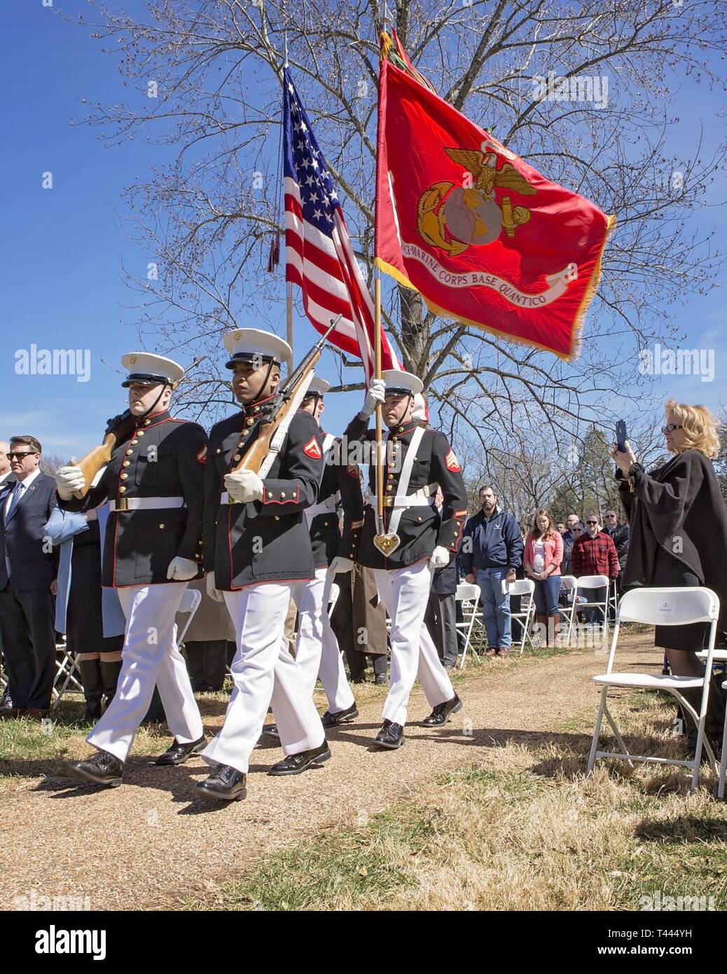 U.S. Marines with Marine Corps Base Quantico Color Guard march on the ...