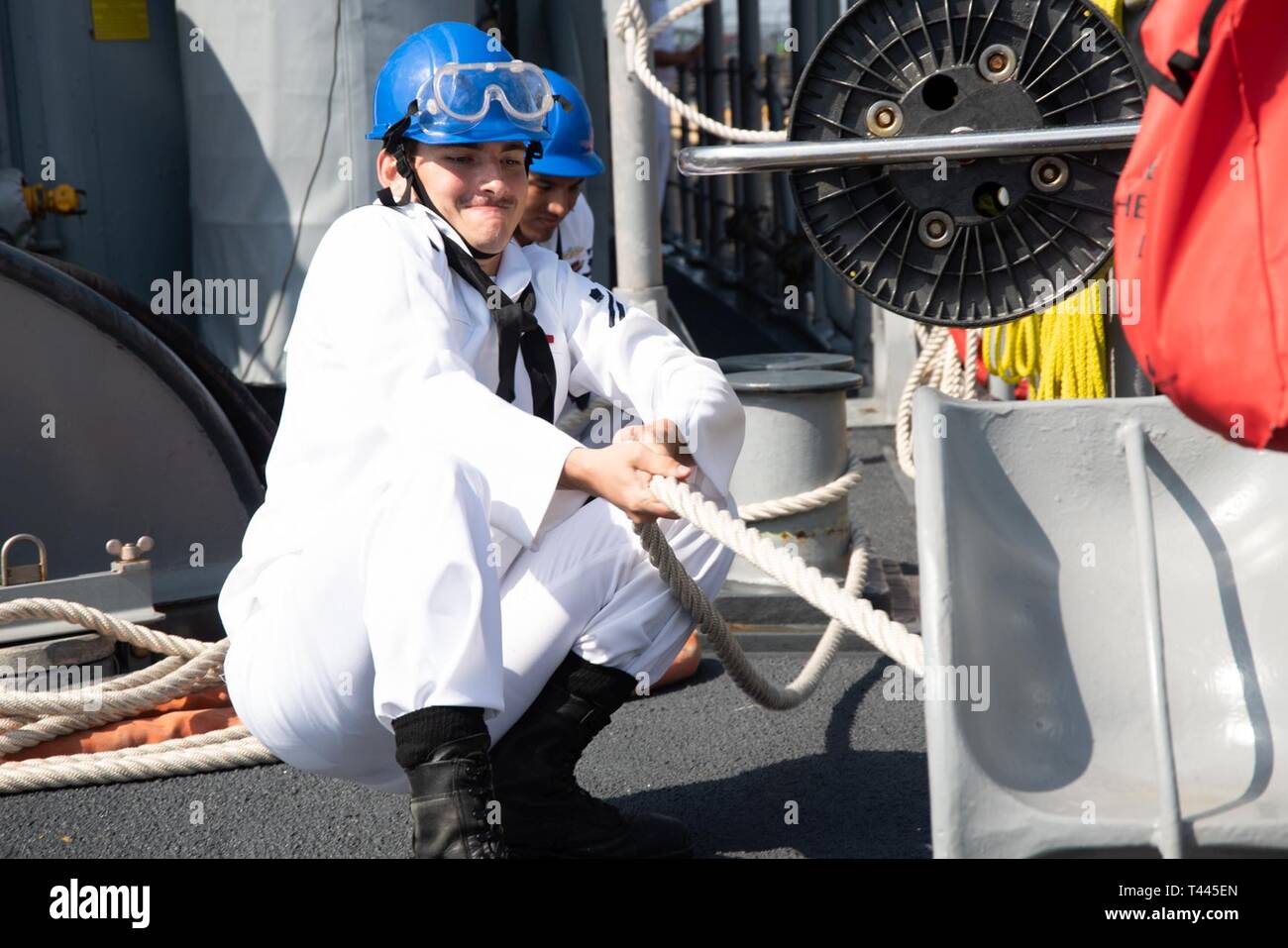 MANILA, Philippines (March 17, 2019) Mineman Seaman Logan Hardy, from ...