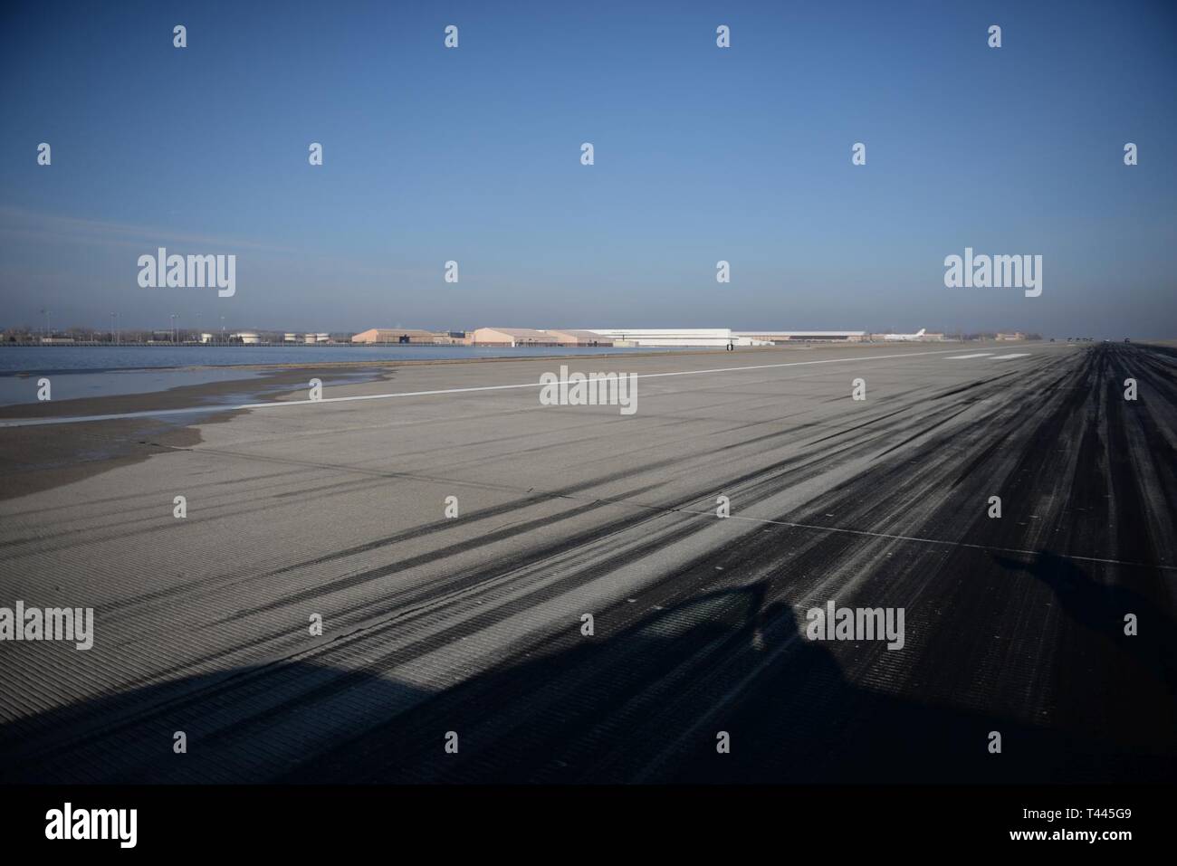 An aerial view of the southeast side of Offutt Air Force Base affected ...