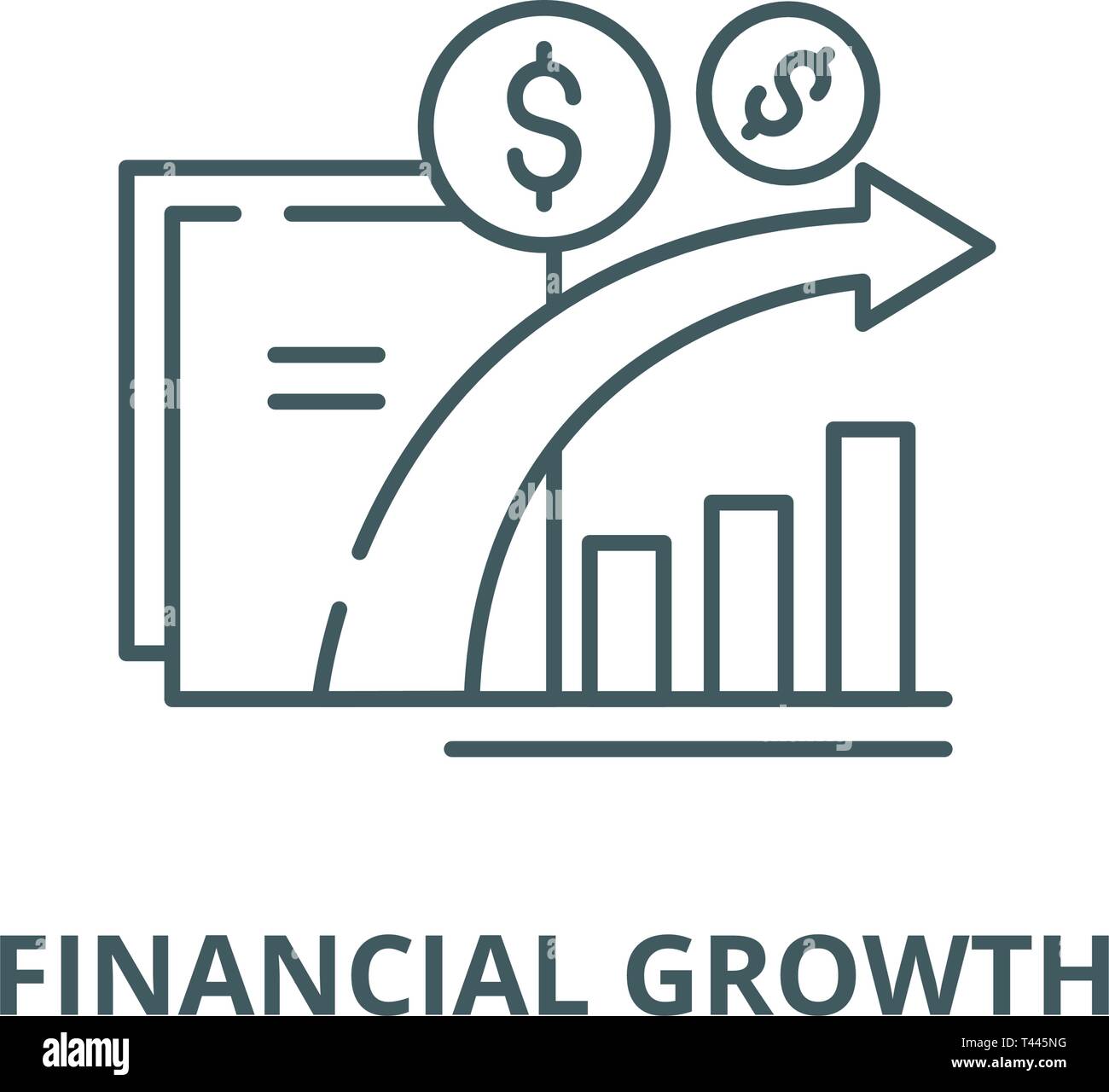 Dynamics of financial growth line icon, vector. Dynamics of financial ...