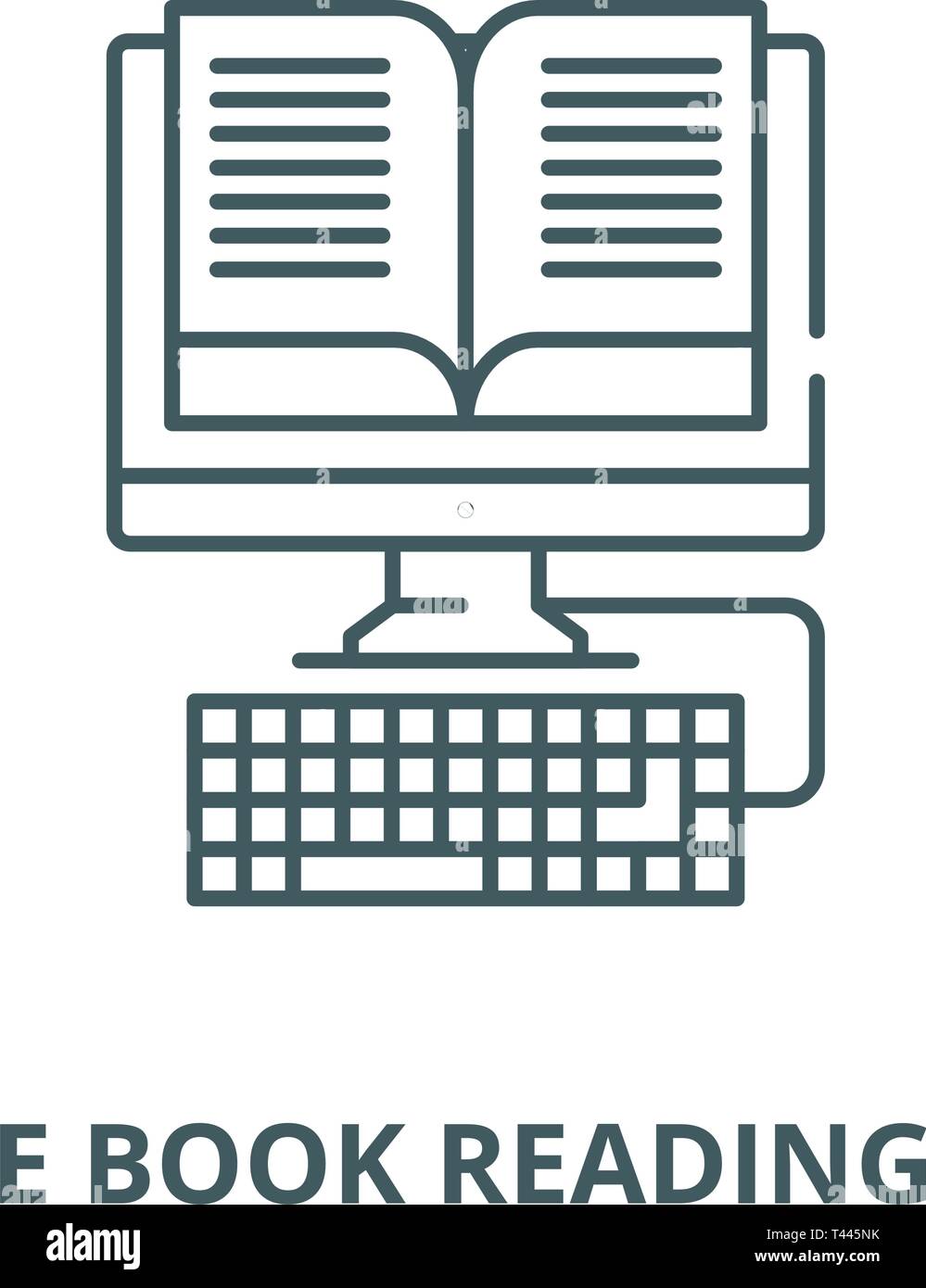 E book reading line icon, vector. E book reading outline sign, concept ...