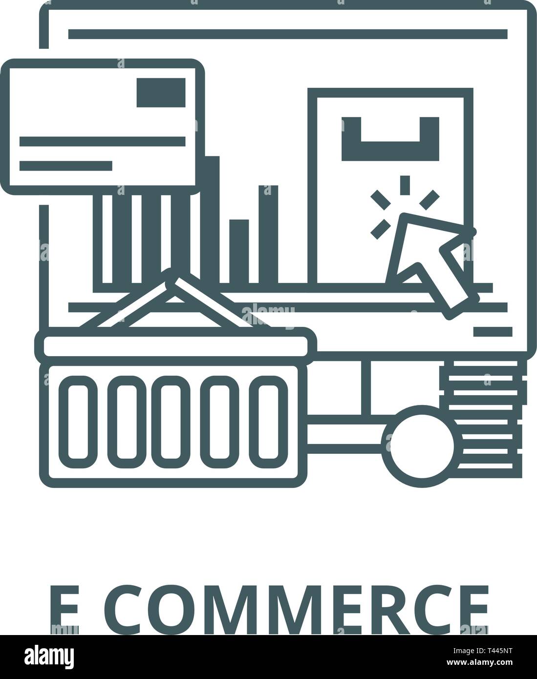 E commerce line icon, vector. E commerce outline sign, concept symbol ...
