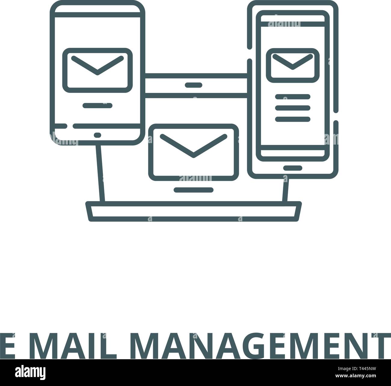 E mail management line icon, vector. E mail management outline sign, concept symbol, flat ...