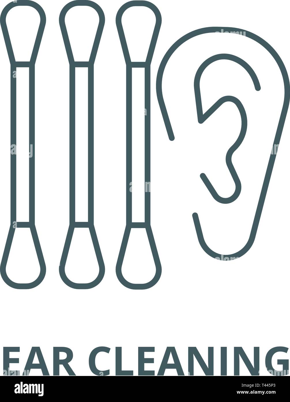 Ear cleaning line icon, vector. Ear cleaning outline sign, concept ...