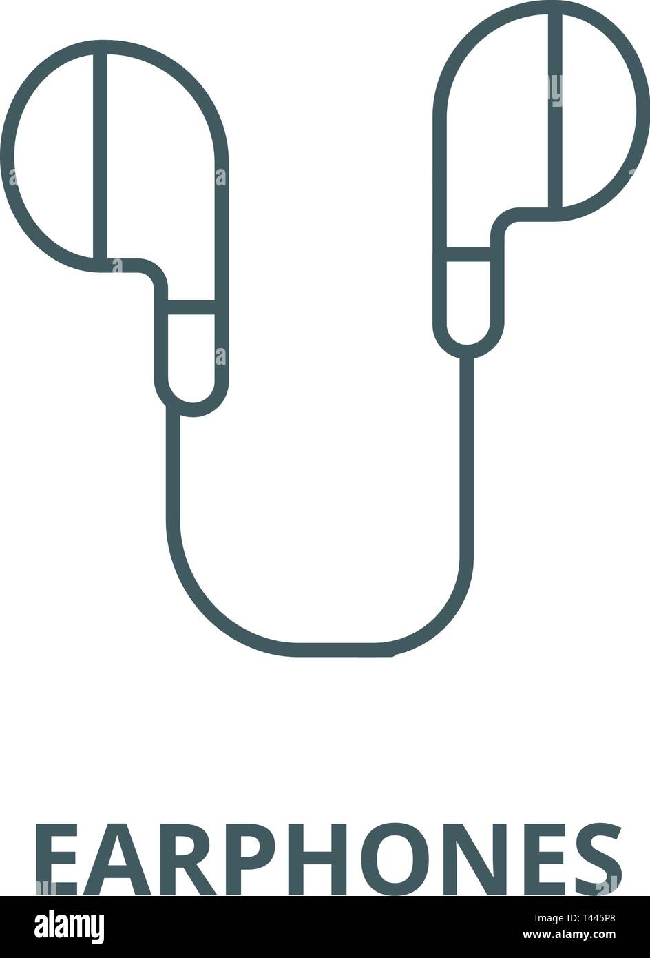Earphones line icon, vector. Earphones outline sign, concept symbol ...