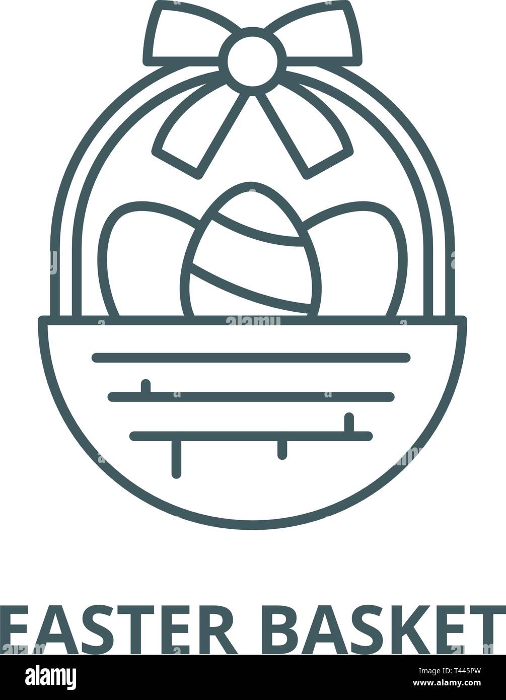 Easter basket line icon, vector. Easter basket outline sign, concept ...